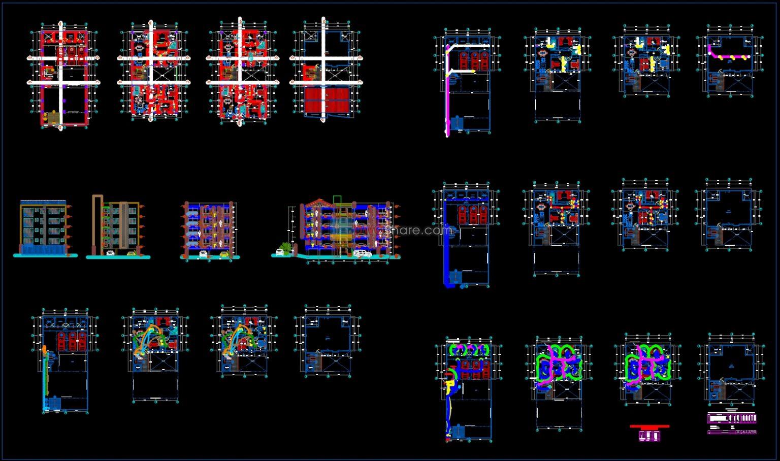 10.Condominium apartment building AutoCAD free download | Free Cad ...