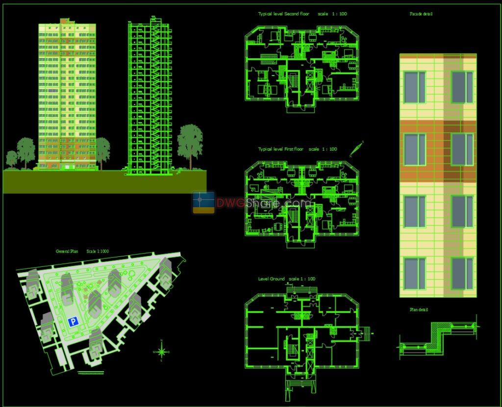 12.The Luxury Apartment Building Project AutoCAD free download | Free ...