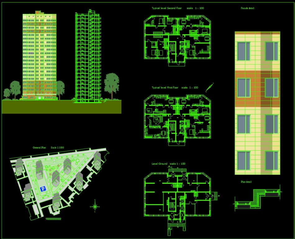 12.The Luxury Apartment Building Project AutoCAD free download | Free ...