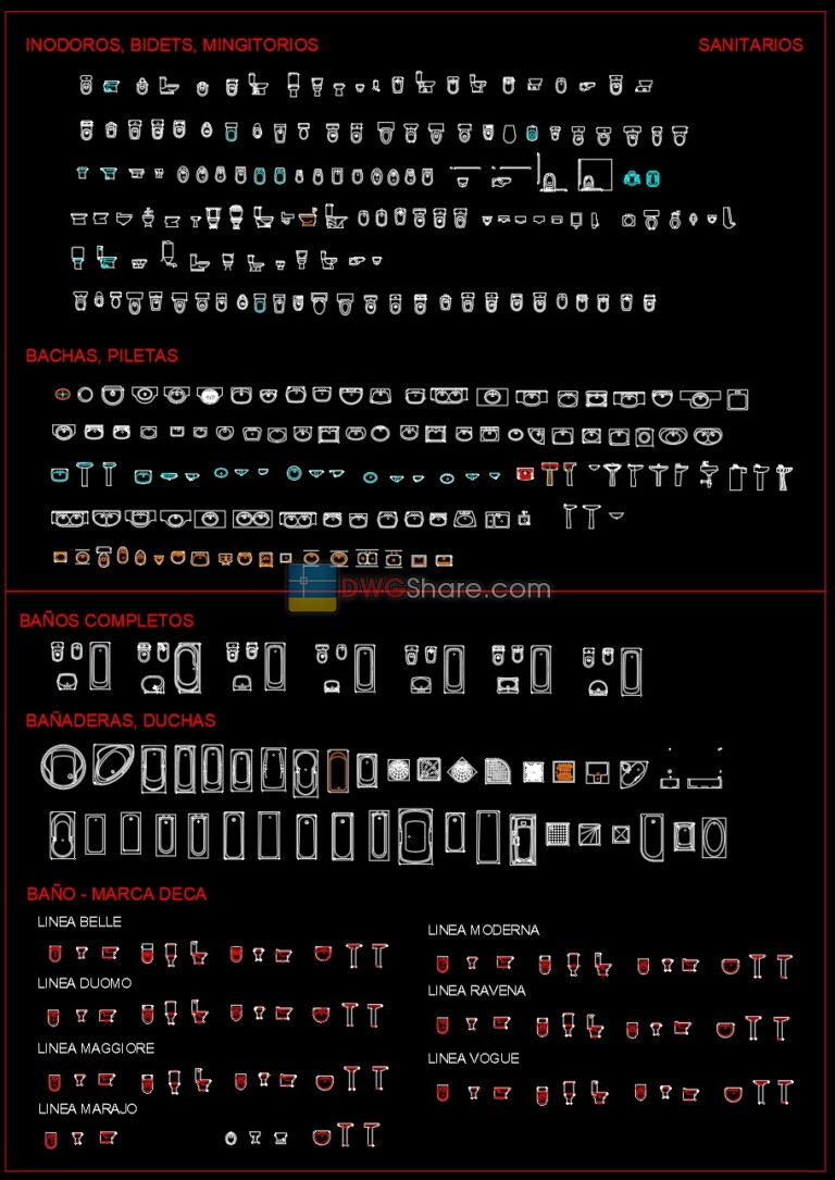 2. Sanitary equipment AutoCAD blocks free download