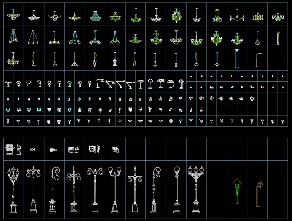 2.Lamps Collection Cad Blocks free download