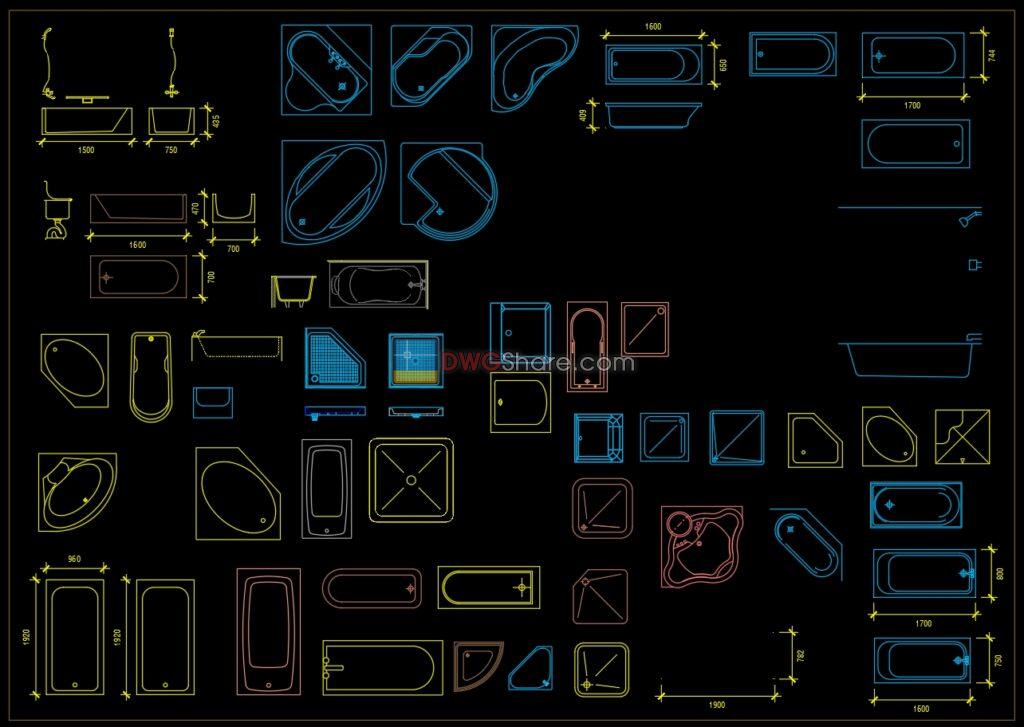 8. Bathtub free AutoCAD drawing download