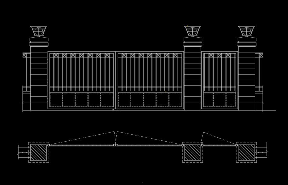 Fence design AutoCAD blocks free download 3