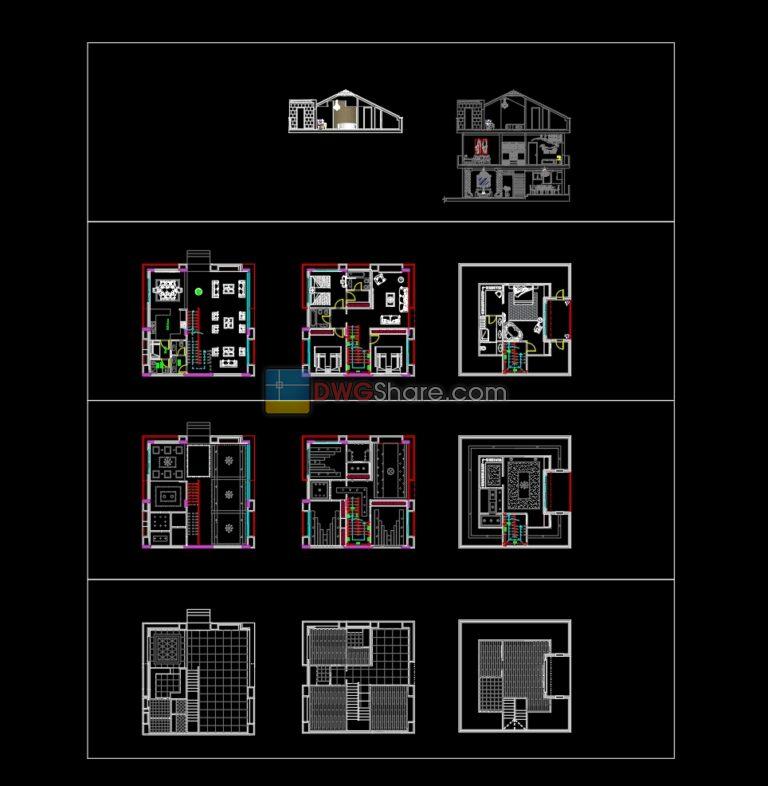 Modern villa plans AutoCAD File Free download