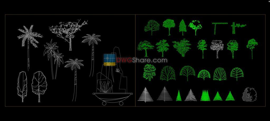 Trees in elevation AutoCAD blocks free download