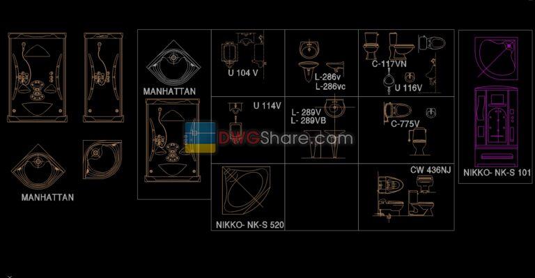 12. Sanitary ware set free AutoCAD drawing download