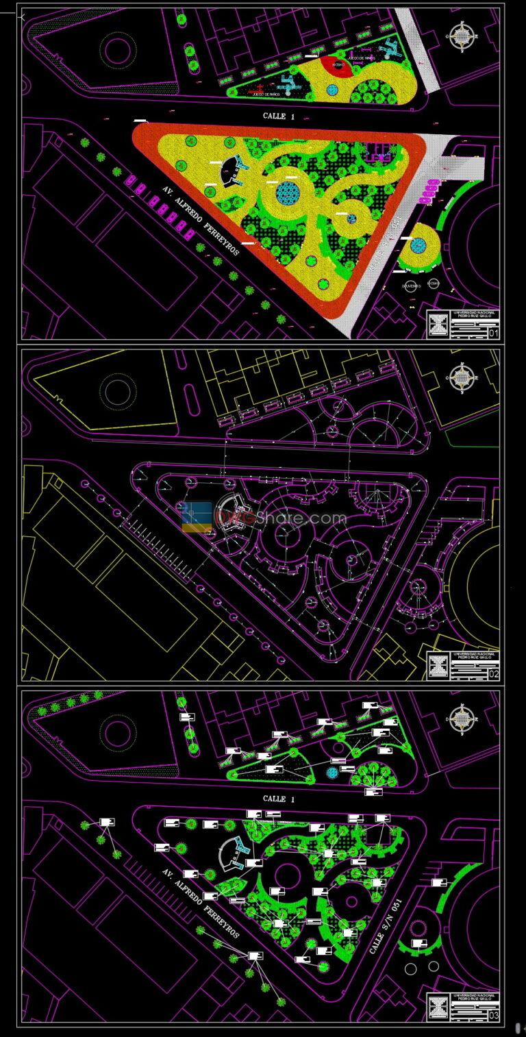 18.Urban park with its equipment AutoCAD file free download | Free Cad ...