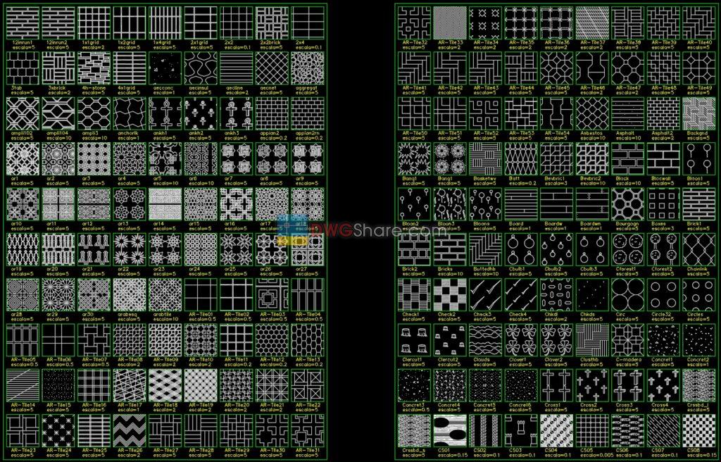970 items free Autocad hatch patterns