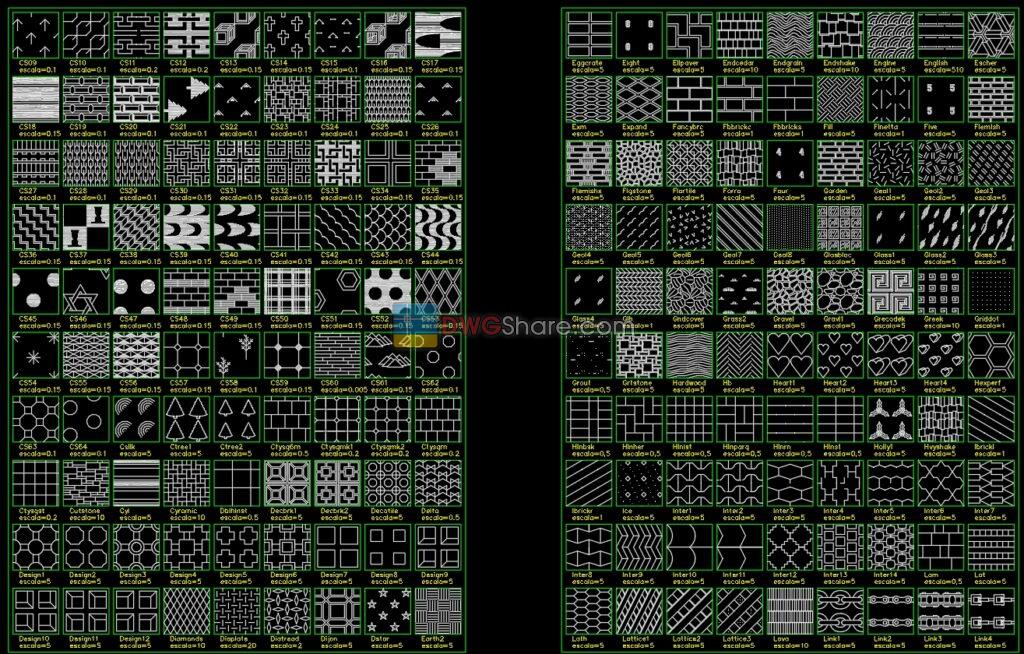 970 items free Autocad hatch patterns
