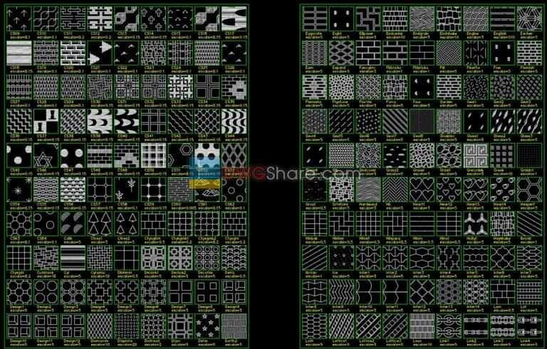 970 items free Autocad hatch patterns