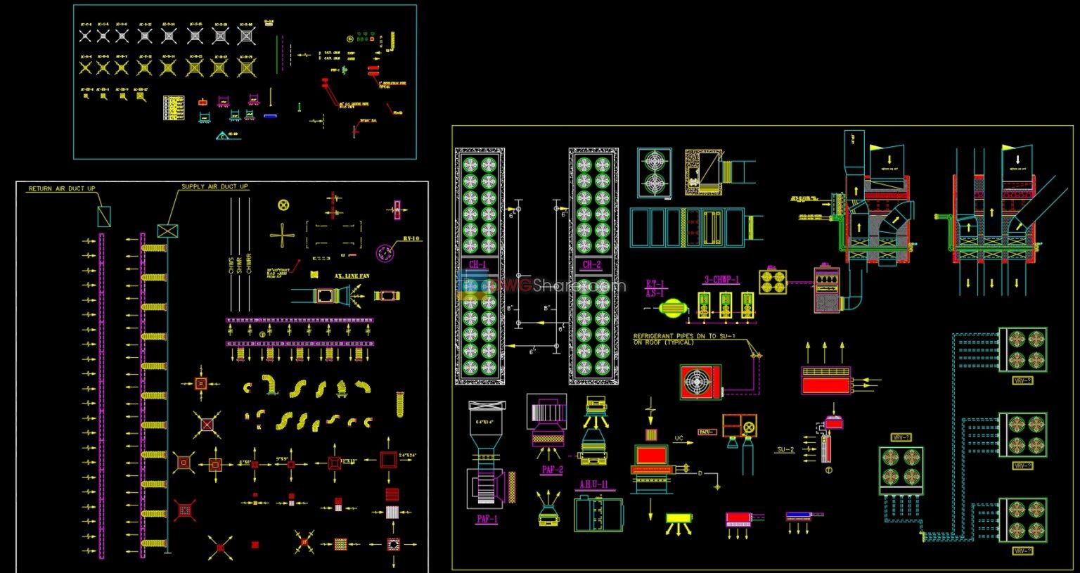 Download A Collection of AutoCAD Blocks and Details for HVAC Design.