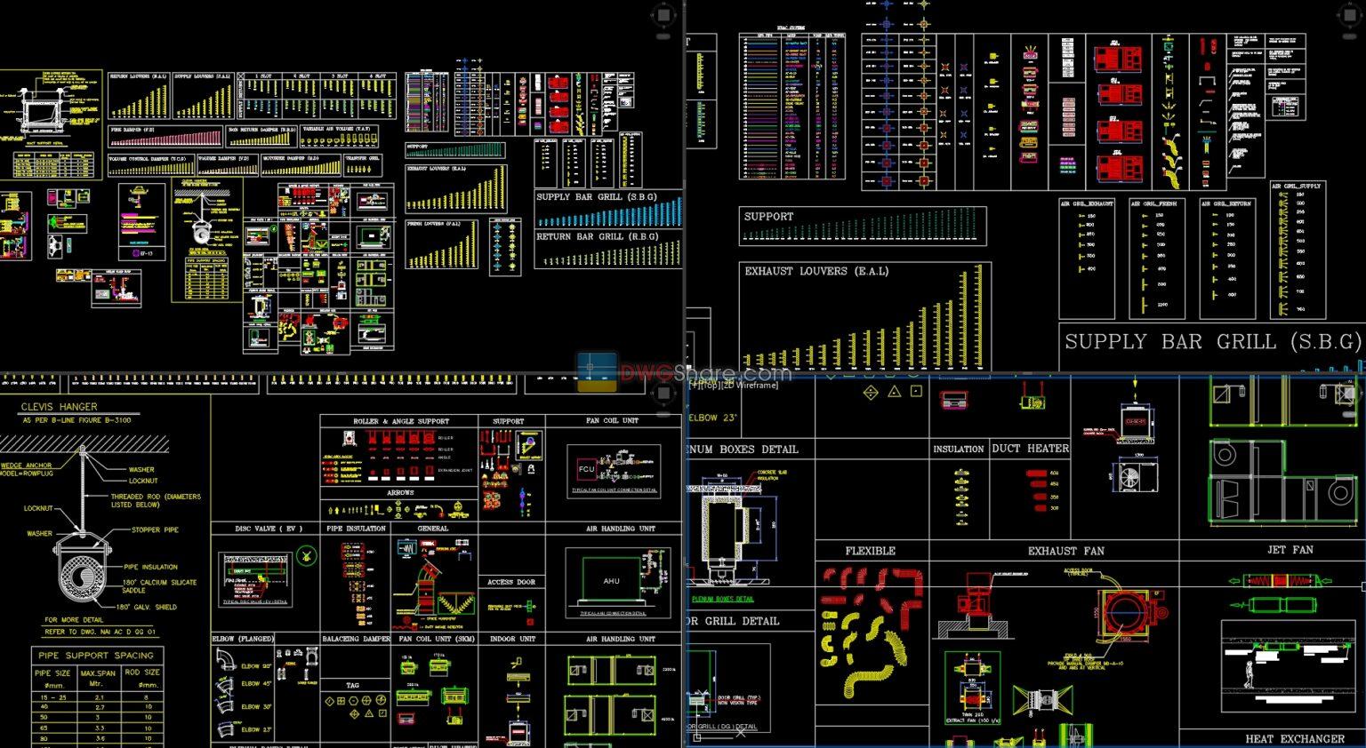 Download A Collection of AutoCAD Blocks and Details for HVAC Design.