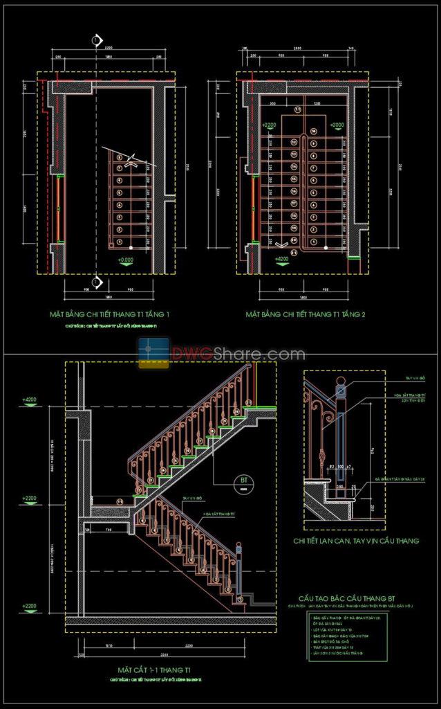13.Modern Stair, Railing AutoCAD Blocks free download