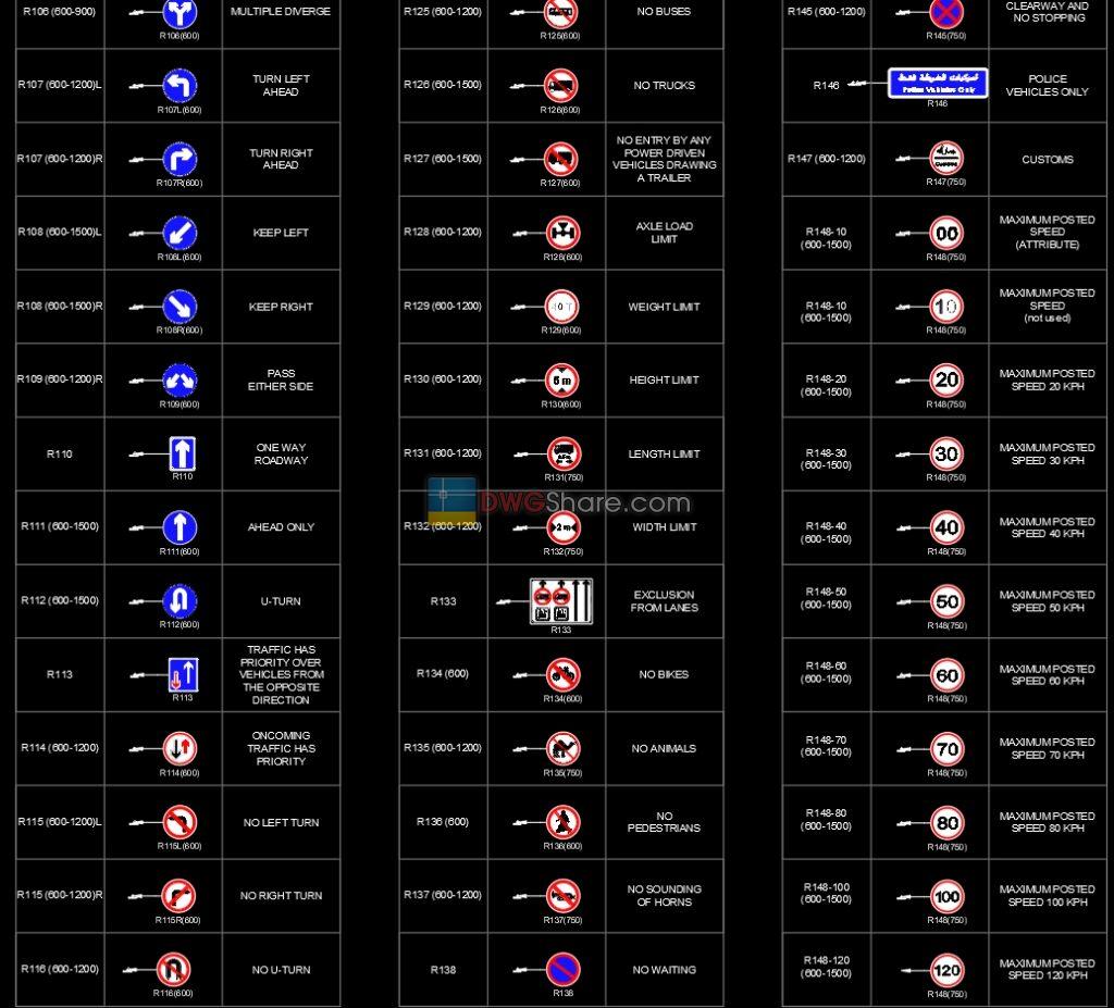 6.Road Signs Traffic Manual DWG Drawing free download | Free Cad Blocks ...