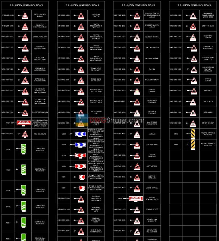 6.Road Signs Traffic Manual DWG Drawing free download | Free Cad Blocks ...