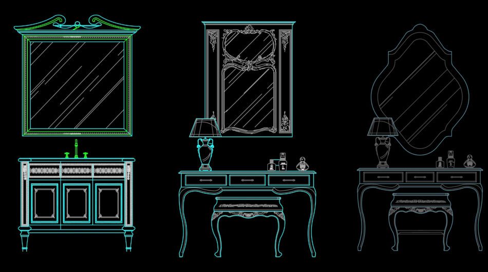 7.Classic Dressing Table CAD Blocks free download | Free Cad Blocks ...