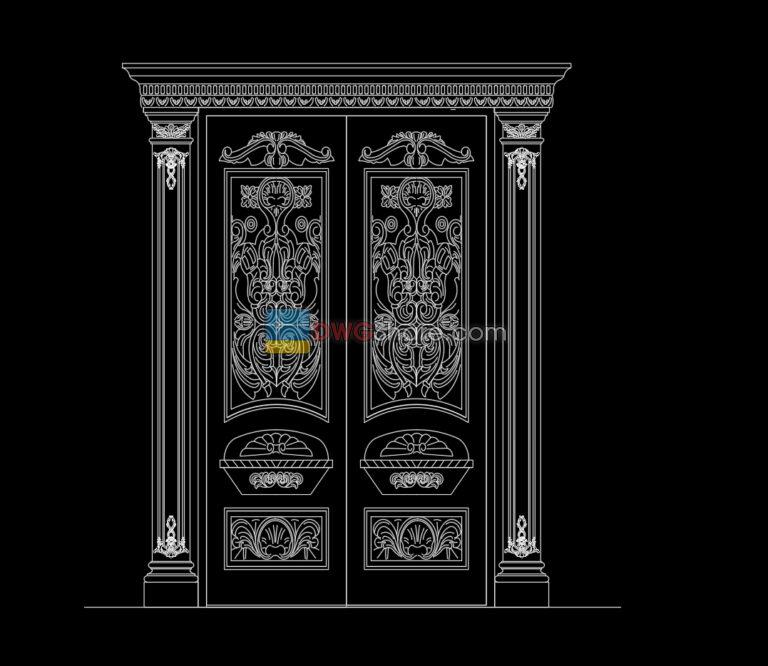 18.Autocad Wooden Door free download