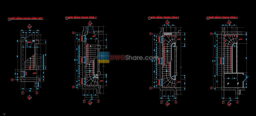 14.Classic Stair, Railing AutoCAD Blocks free download
