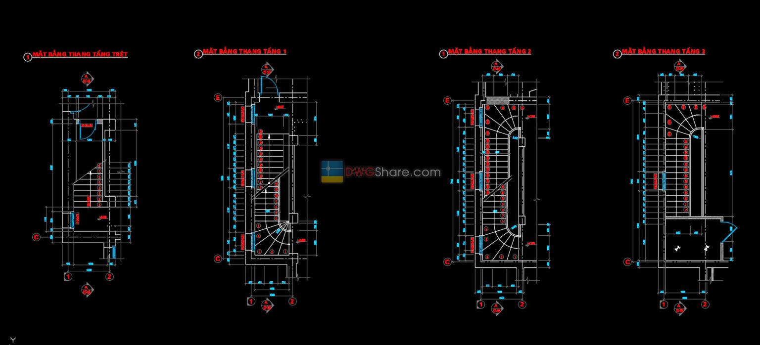 14.Classic Stair, Railing AutoCAD Blocks free download