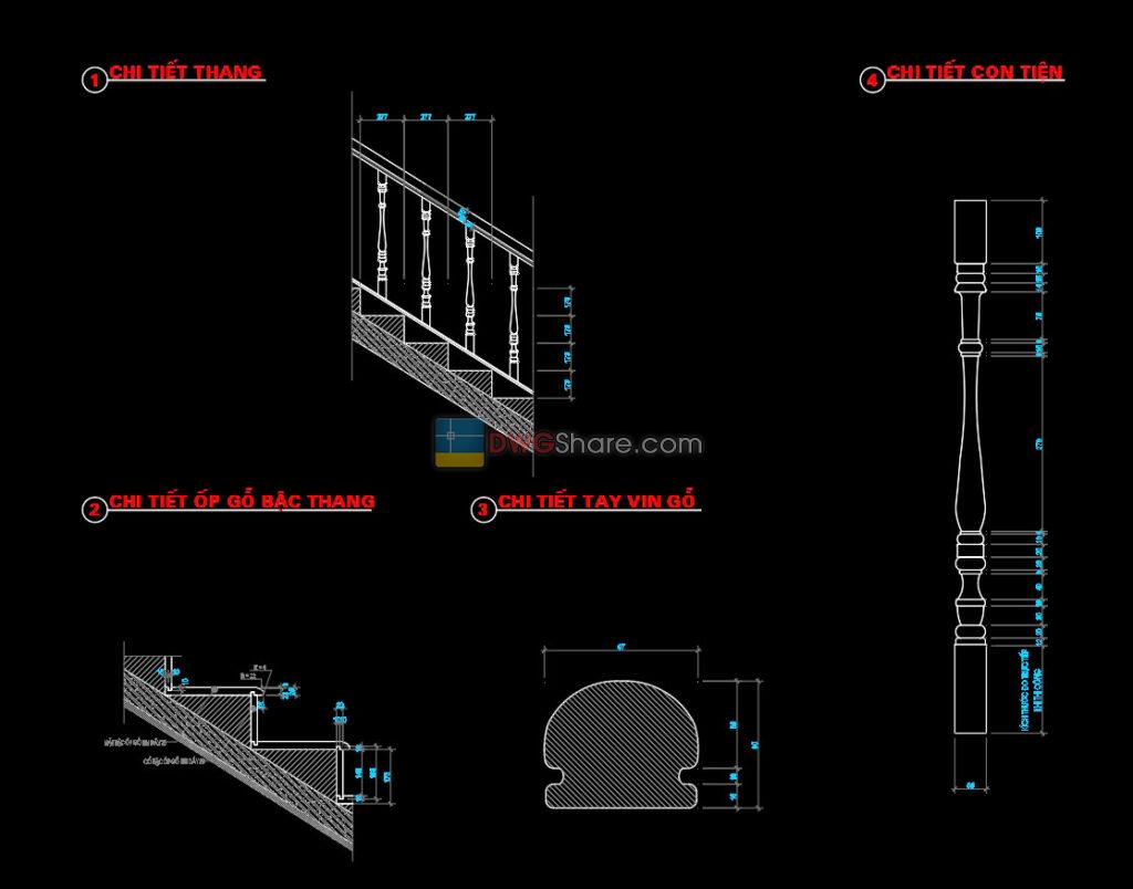 14.Classic Stair, Railing AutoCAD Blocks free download