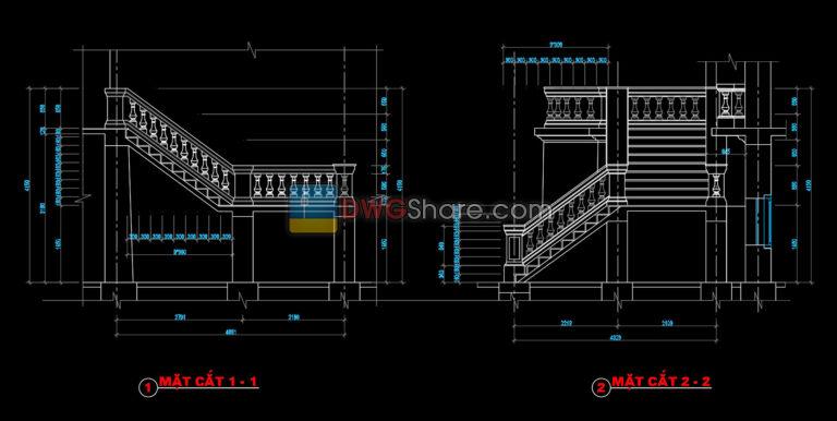 14.Classic Stair, Railing AutoCAD Blocks free download