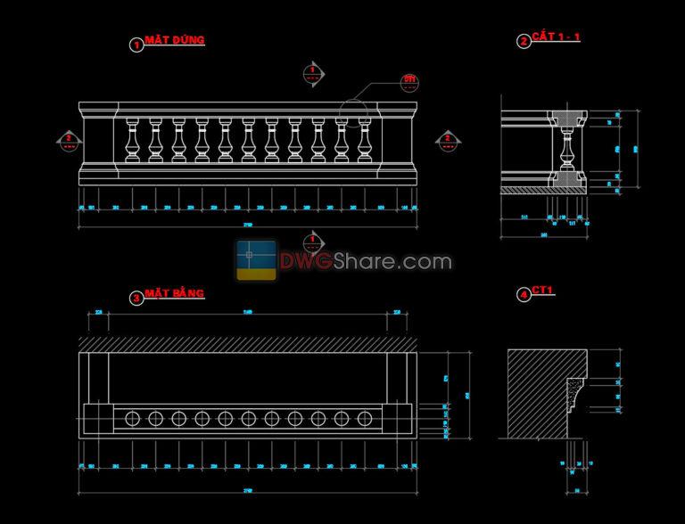 14.Classic Stair, Railing AutoCAD Blocks free download