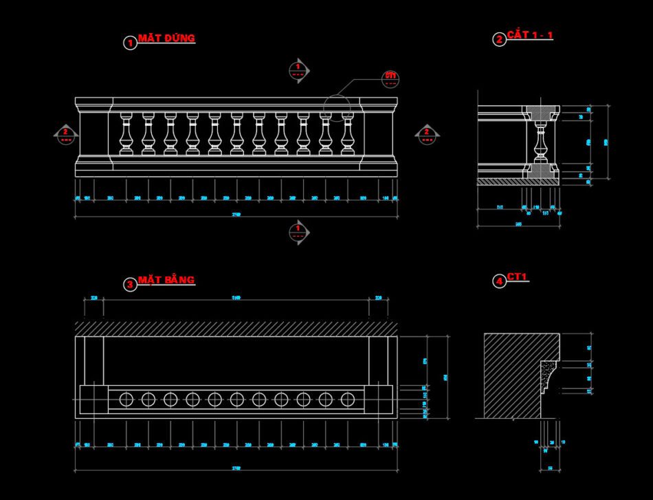 14.Classic Stair, Railing AutoCAD Blocks free download