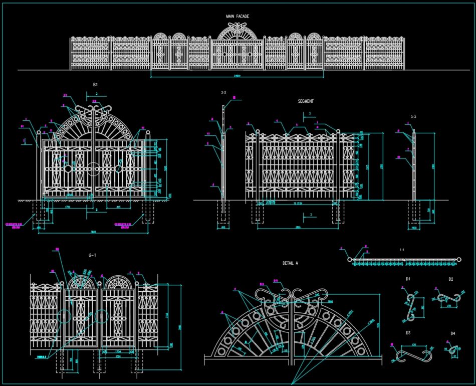 22.Gate design AutoCAD blocks free download | Free Cad Blocks, download ...