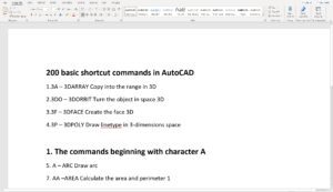 200 basic shortcut commands in AutoCAD