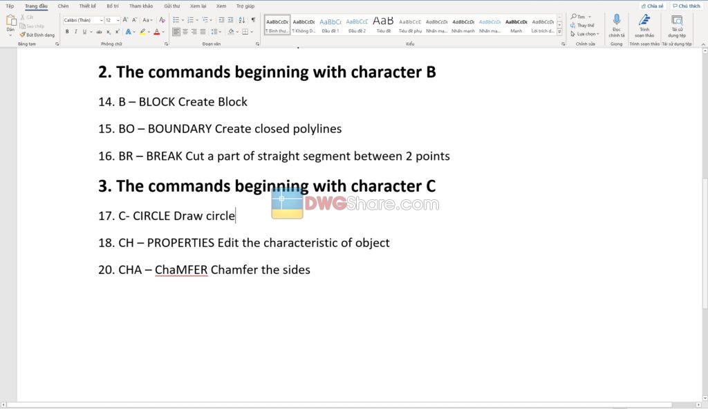200 basic shortcut commands in AutoCAD