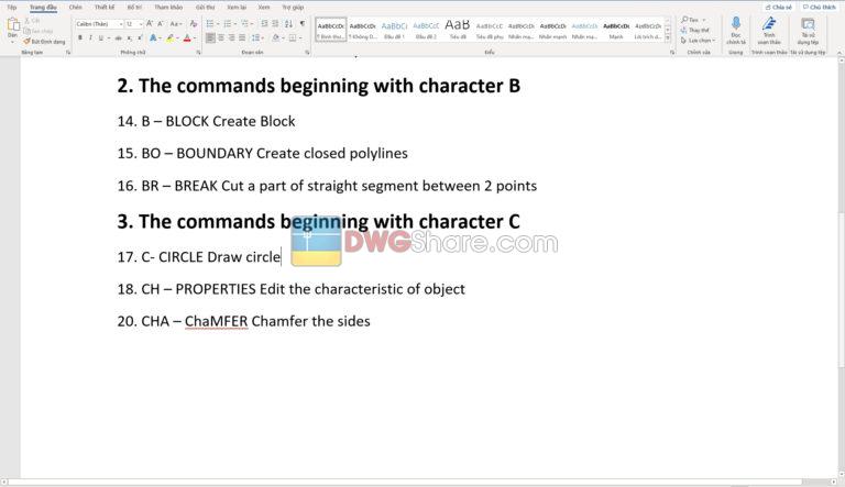 200 basic shortcut commands in AutoCAD