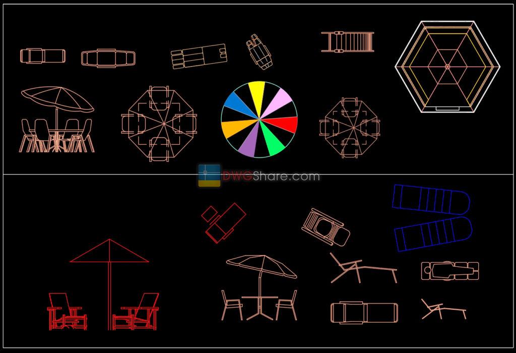 21.Outdoor furniture Cad Blocks free download