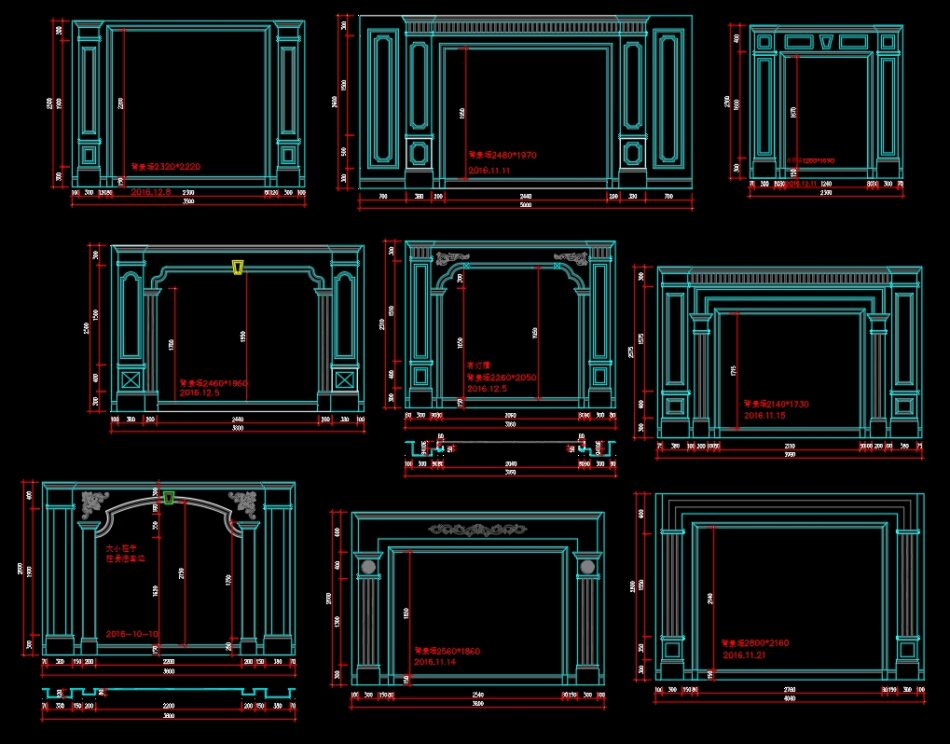 3.Interior design Neoclassical wall design | Free Cad Blocks, download ...