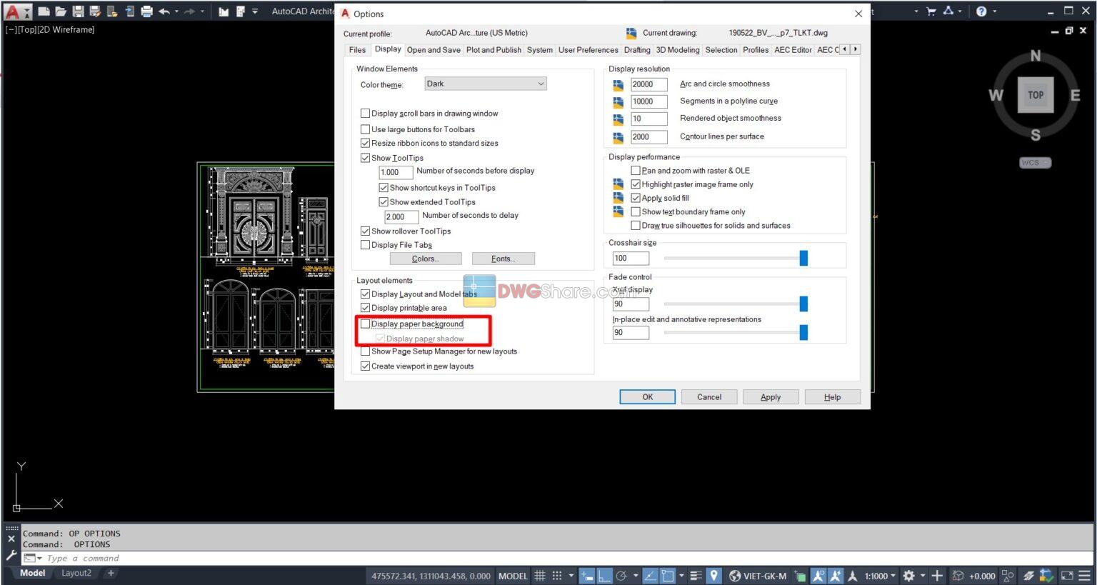Change background color for Layout in AutoCAD | Free Cad Blocks ...