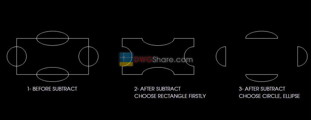 Subtract command in AutoCAD – The command to subtract Regions