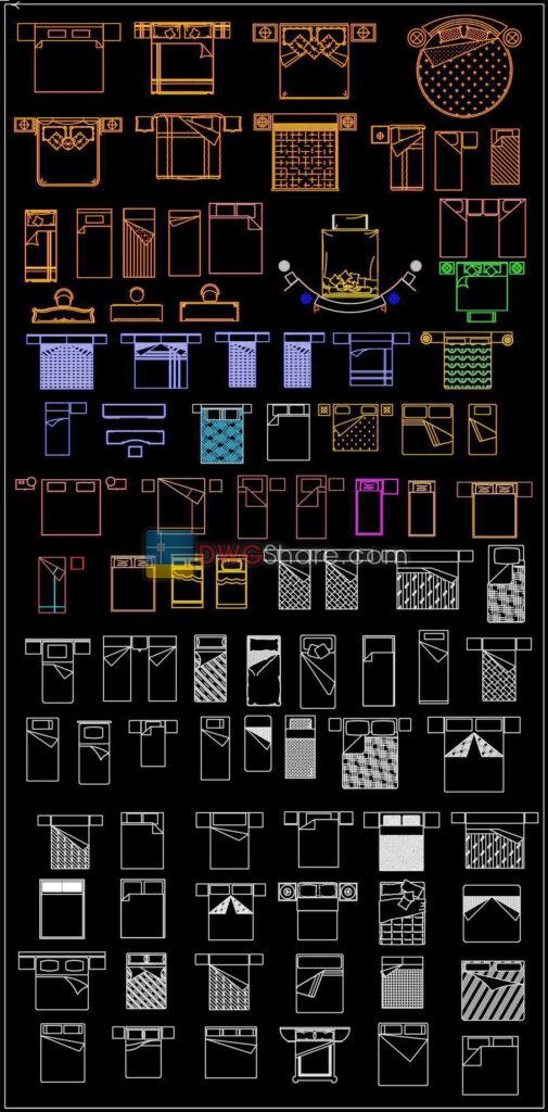 28.Beds in Plan Cad Blocks free download