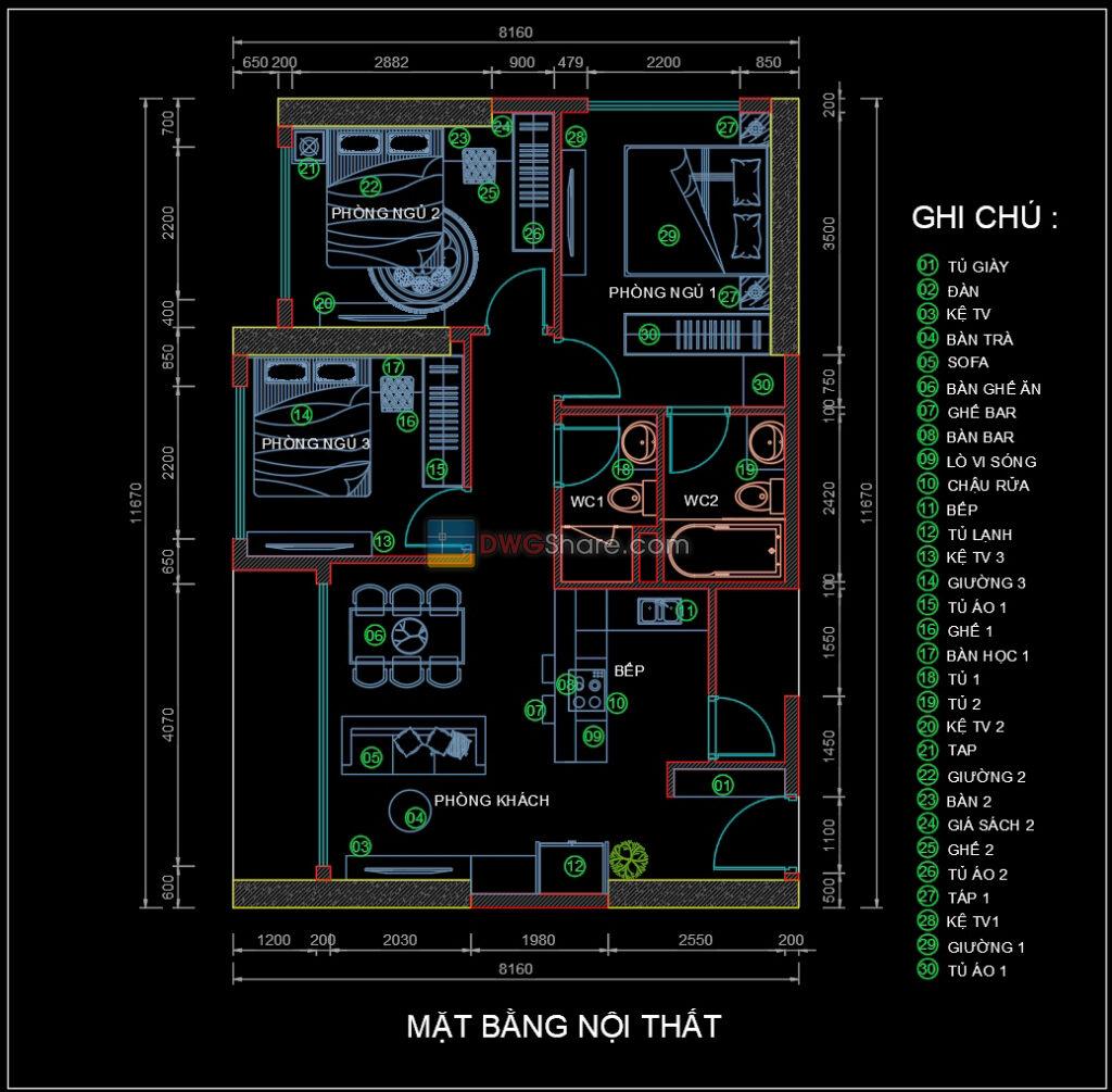 44.Apartment Plan Design AutoCAD File Free download