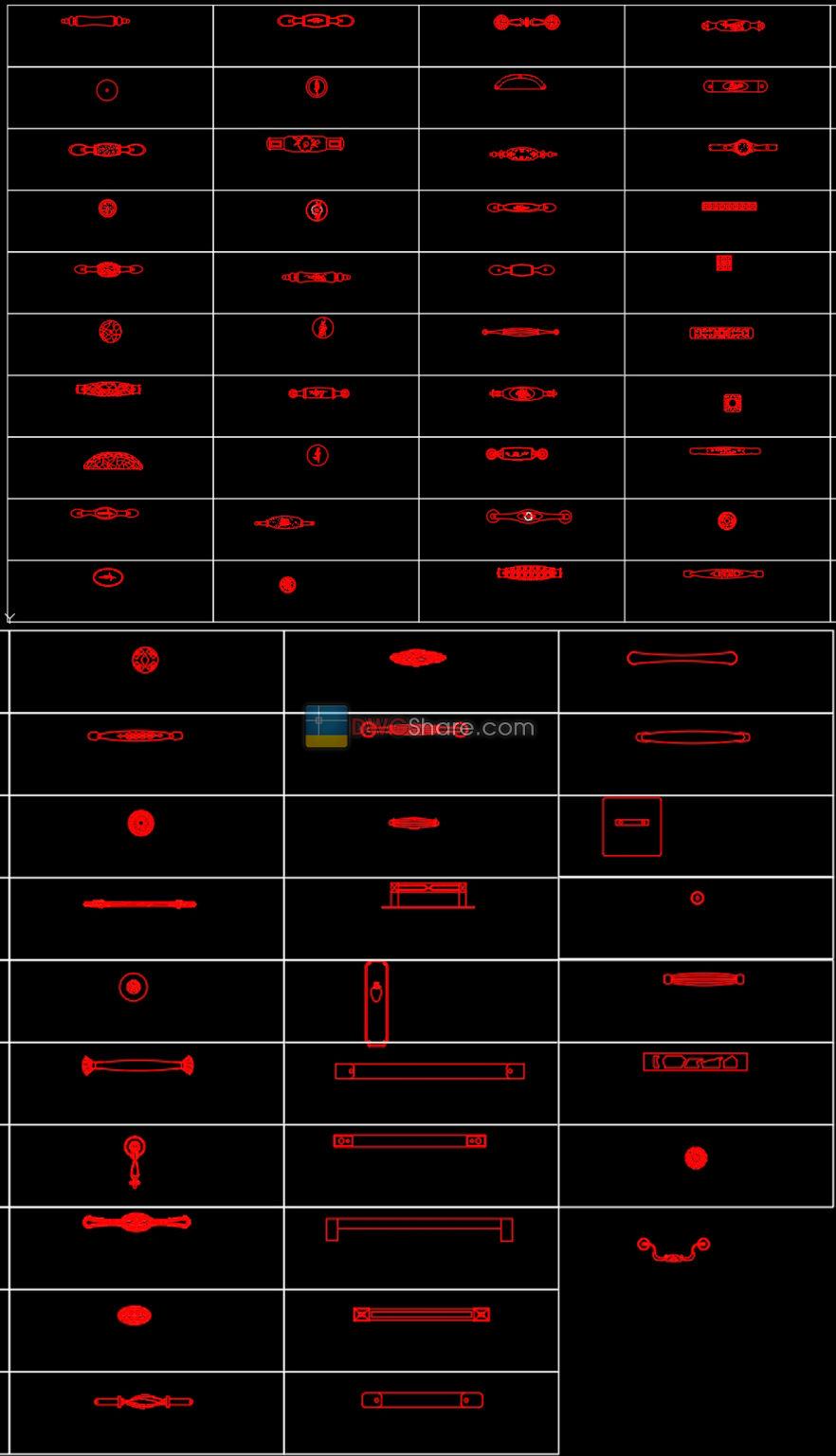 12.Cabinet Hardware AutoCAD blocks free download