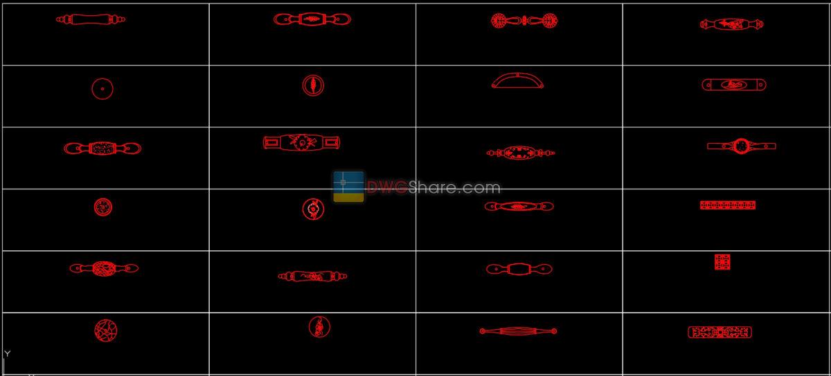 12.Cabinet Hardware AutoCAD blocks free download