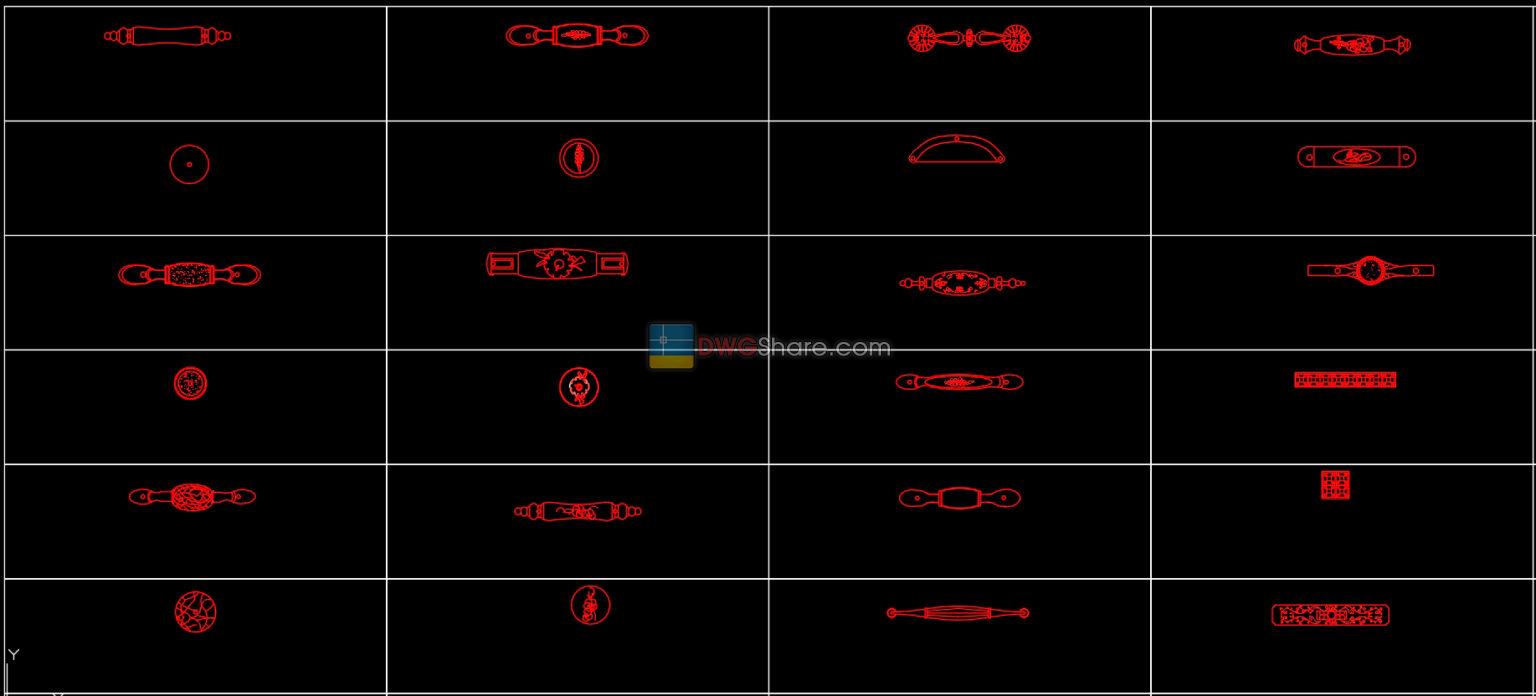 12.Cabinet Hardware AutoCAD blocks free download