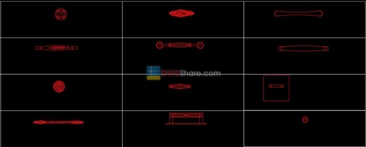 12.Cabinet Hardware AutoCAD blocks free download