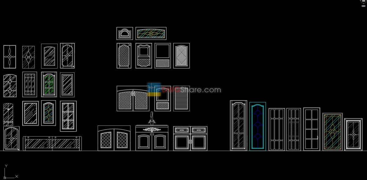 13.Cabinet doors and drawer fronts AutoCAD blocks free download