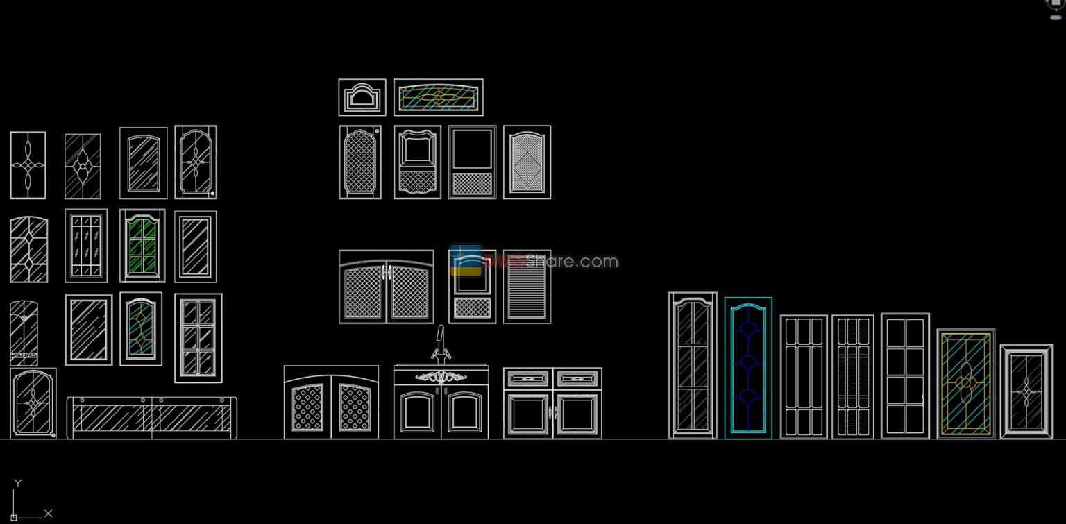 13.Cabinet doors and drawer fronts AutoCAD blocks free download