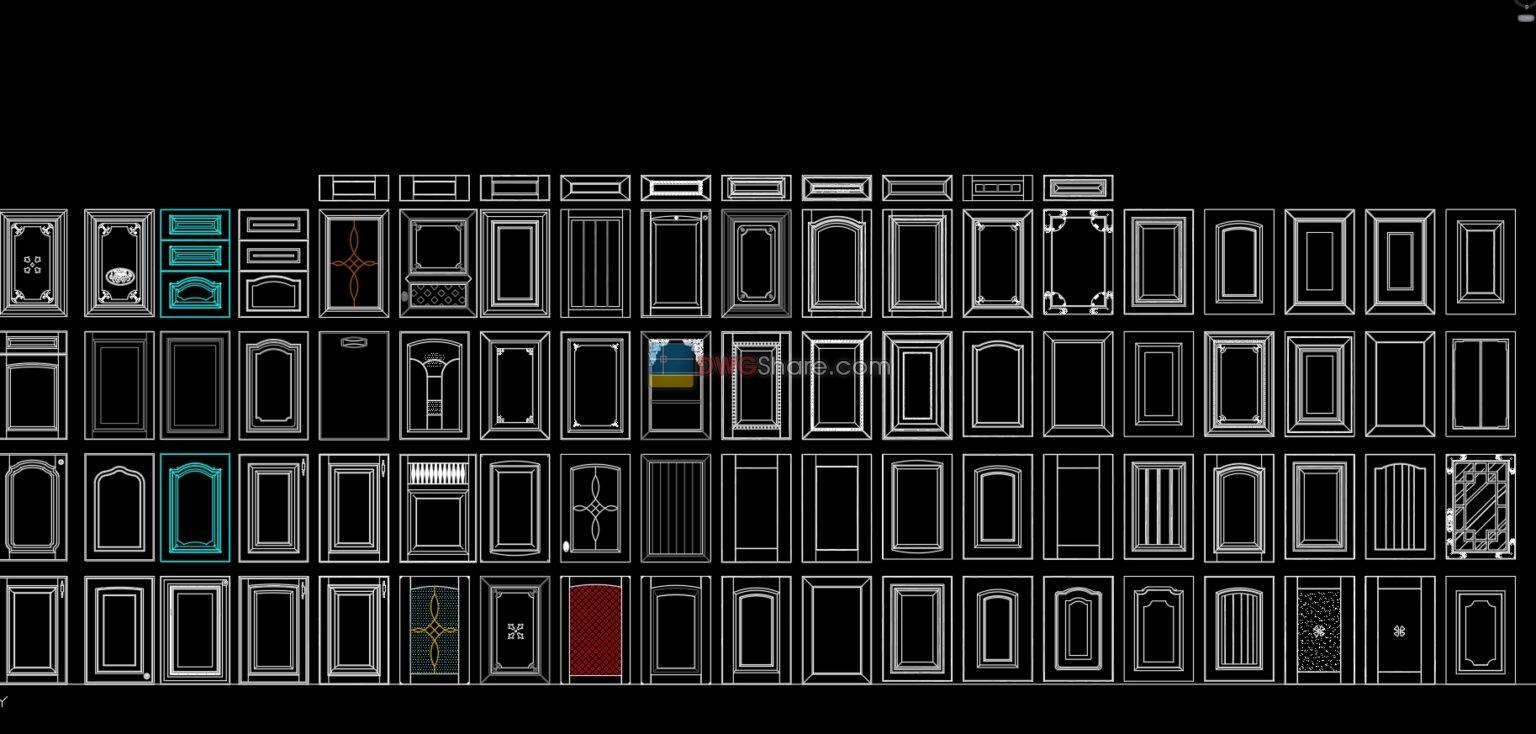 13.Cabinet doors and drawer fronts AutoCAD blocks free download