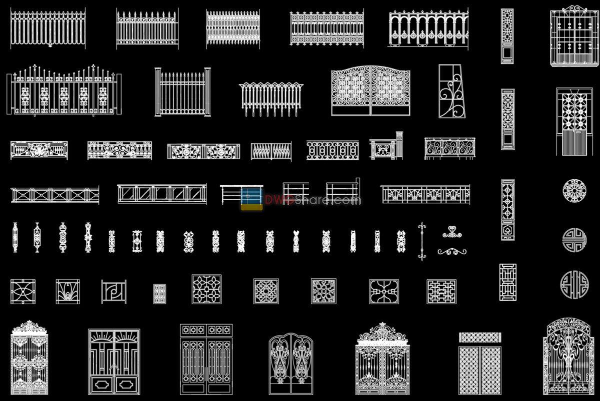 23.Gate and Fence design AutoCAD blocks free download