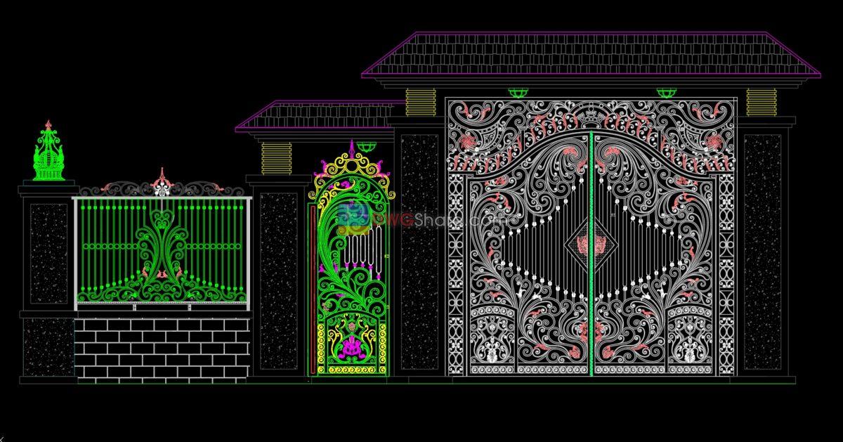 25.Gate and Fence design AutoCAD blocks free download