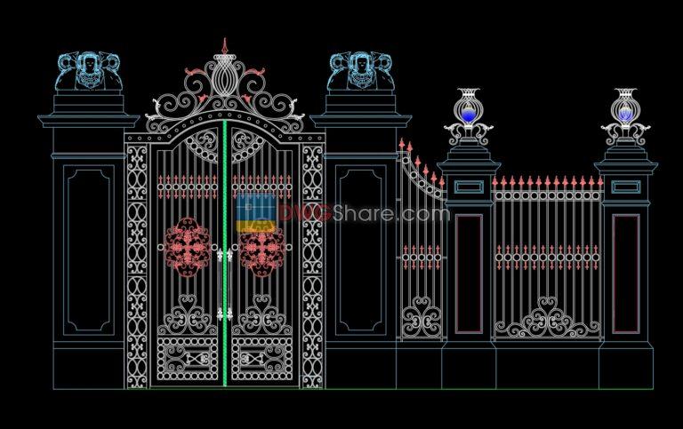 27.Gate and Fence design AutoCAD blocks free download
