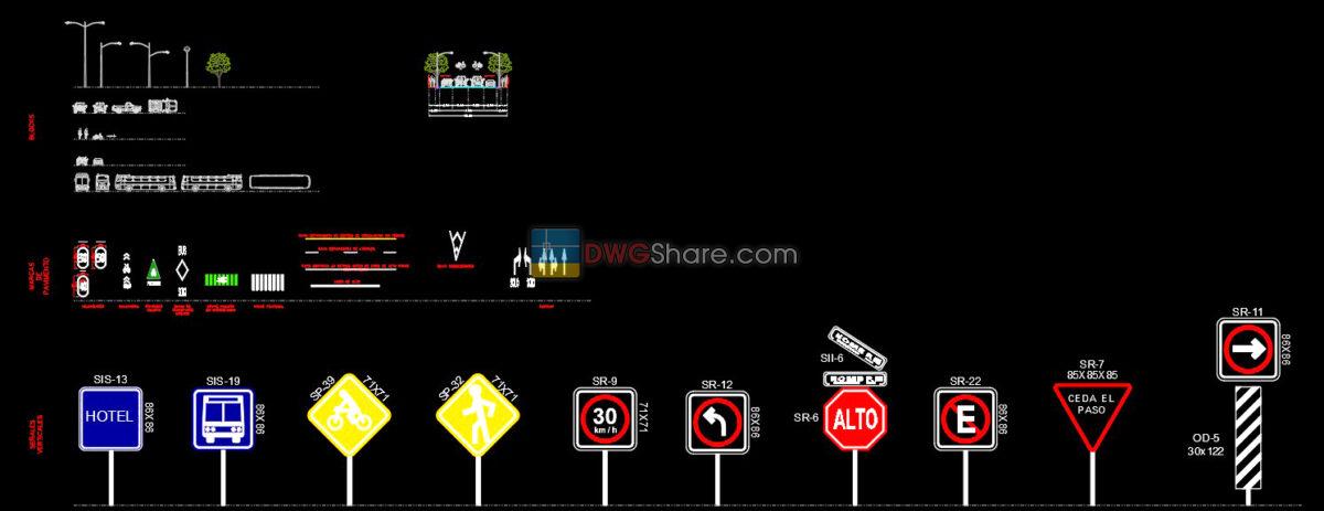 8.Signs for Street Design DWG Drawing