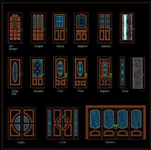 81.Autocad Wooden Door free download
