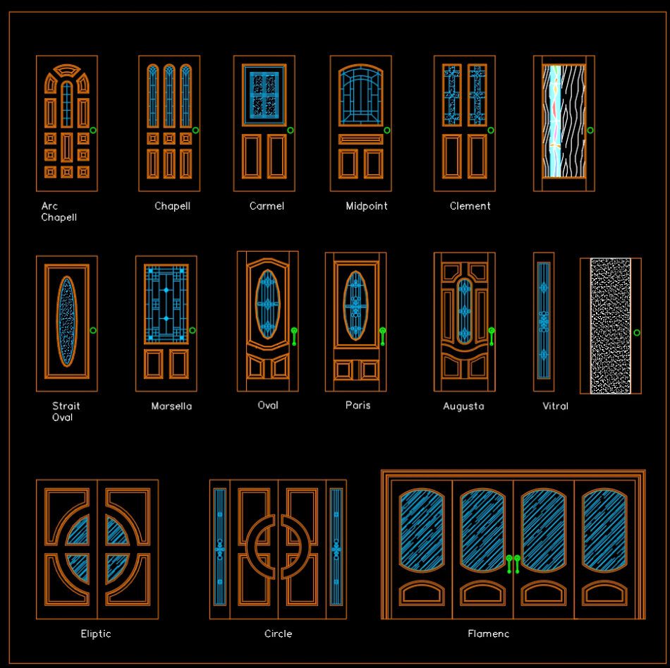 81.Autocad Wooden Door free download